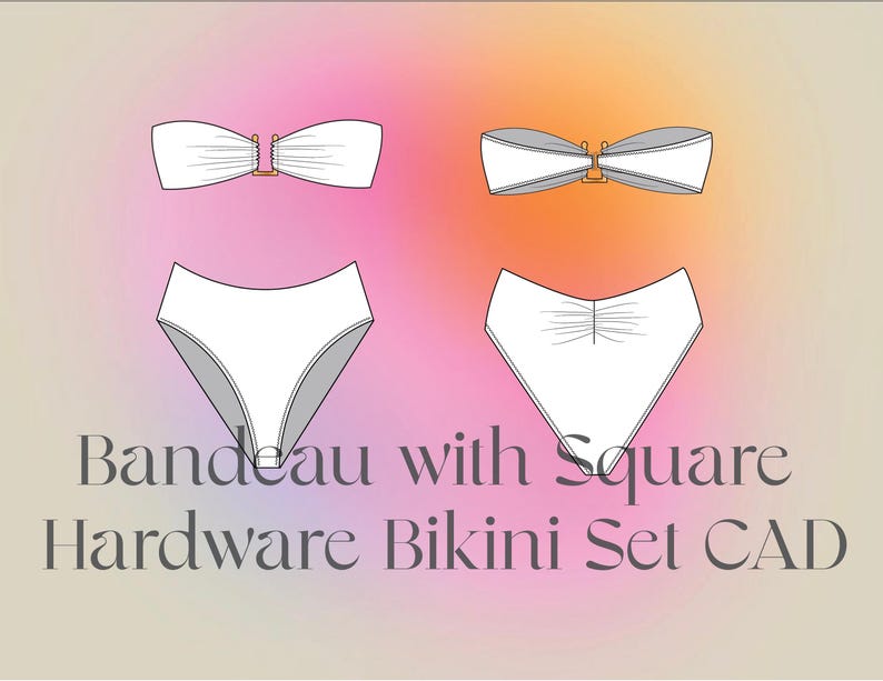 Bandeau With Square Hardware and High Waisted Bottom Bikini Set CAD ...