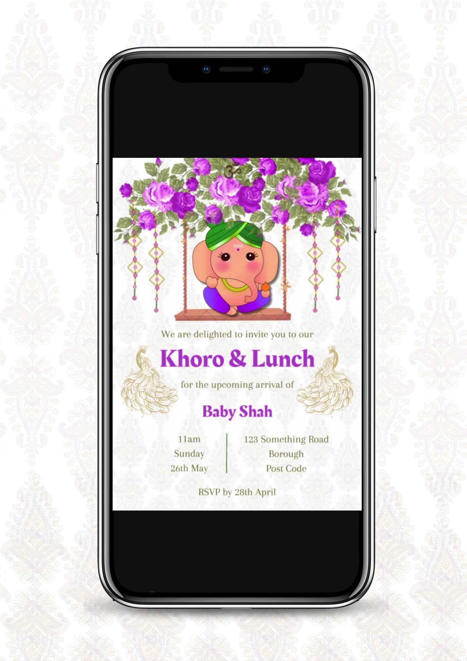 Animated Indian Baby Shower Invitation GIF Short Video Khoro Godh ...