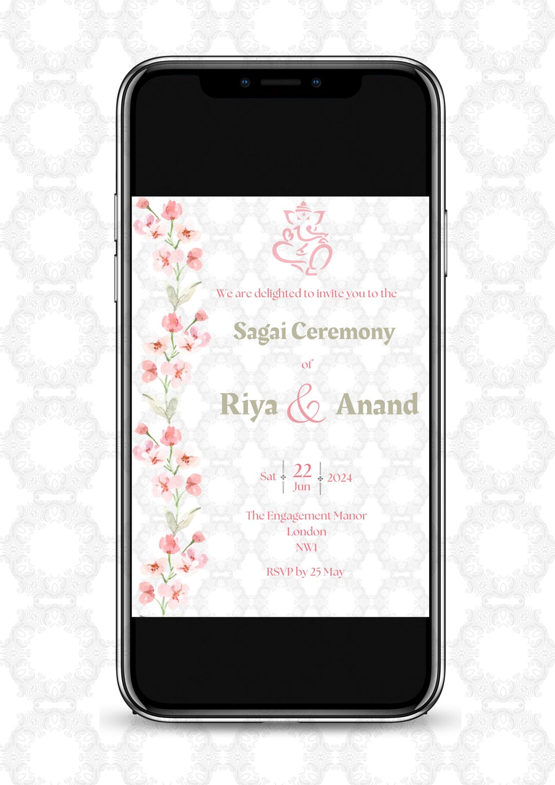 Animated Indian Engagement Editable Link GIF Short Video Invite Digital ...