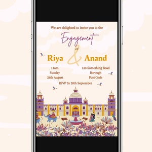 Animated Indian Wedding Engagement Invite Canva Editable GIF Jaipur - Etsy