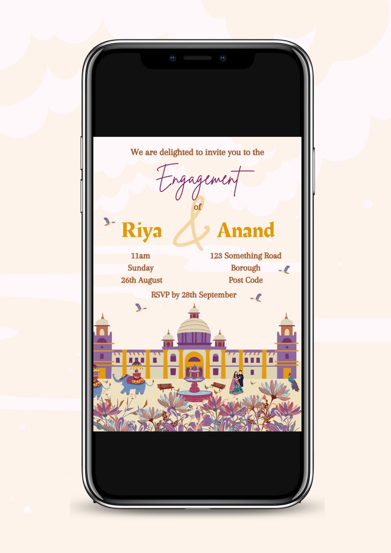 Animated Indian Wedding Engagement Invite Canva Editable GIF Jaipur - Etsy
