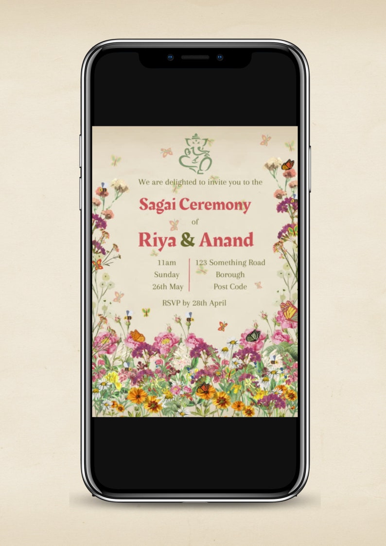 Animated Indian Wedding Engagement Invite Canva Editable GIF - Etsy