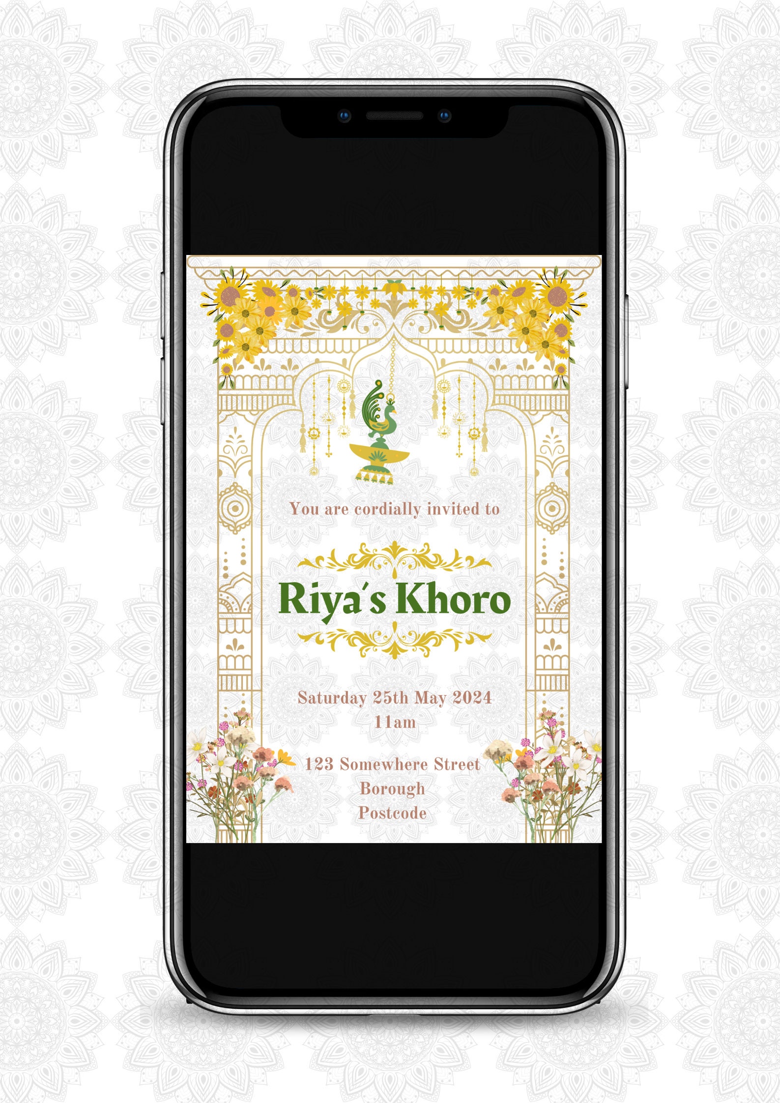 Animated Indian Baby Shower Invitation GIF Short Video Flowers Khoro ...