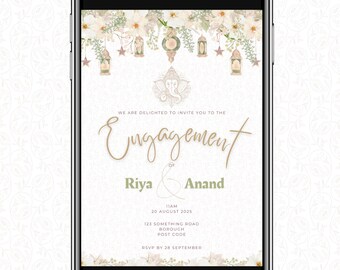 Digital Invitation Animated Indian Wedding Engagement Invite Canva ...