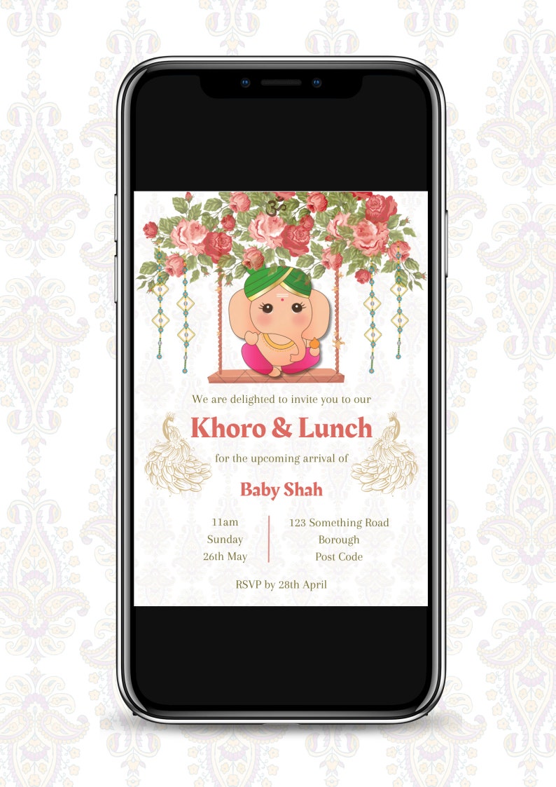 Animated Indian Baby Shower Invitation GIF Short Video Khoro Godh ...