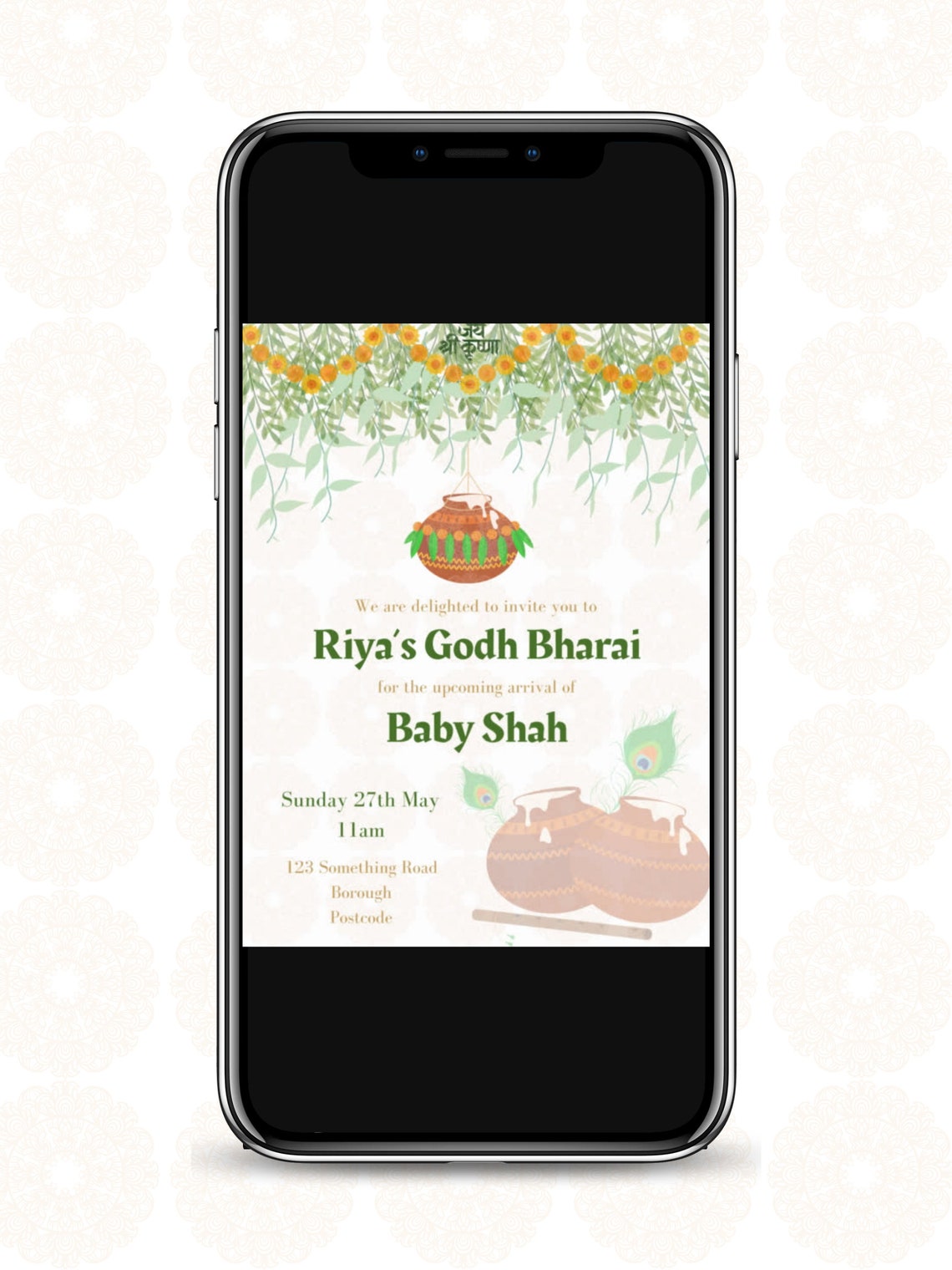 Animated Indian Baby Shower Invitation GIF Short Video Khoro Godh ...