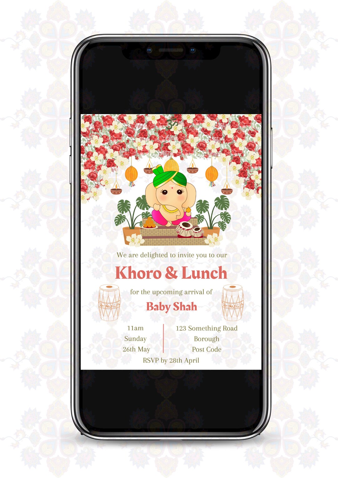 Animated Indian Baby Shower Invitation GIF Short Video Khoro Godh ...