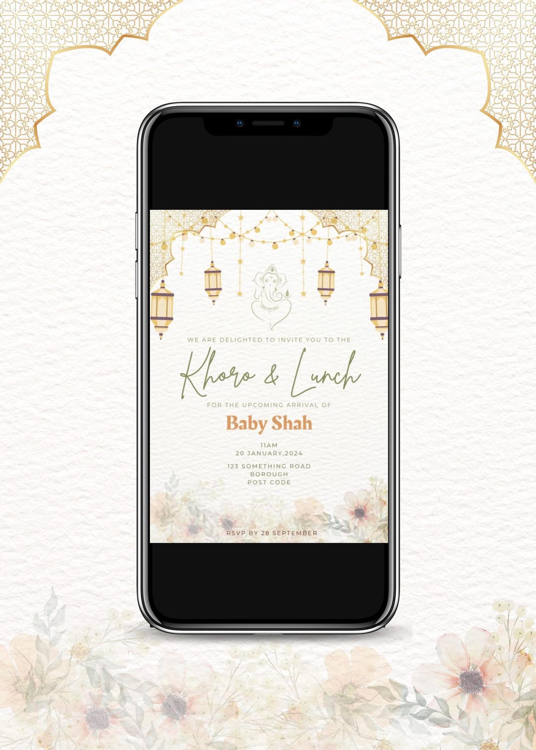 Animated Indian Baby Shower Invitation GIF Short Video Khoro Godh ...