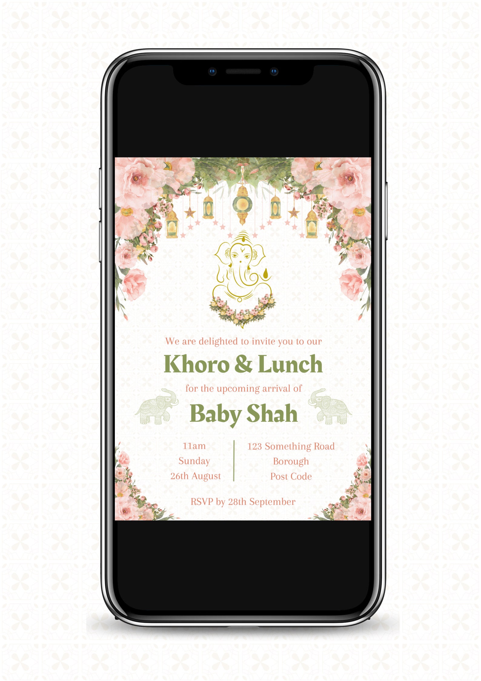 Animated Indian Baby Shower Invitation GIF Short Video Flowers Khoro ...