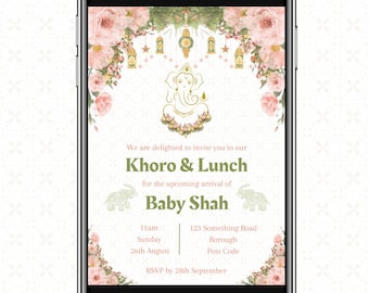Animated Indian Baby Shower Invitation GIF Short Video Flowers Khoro ...