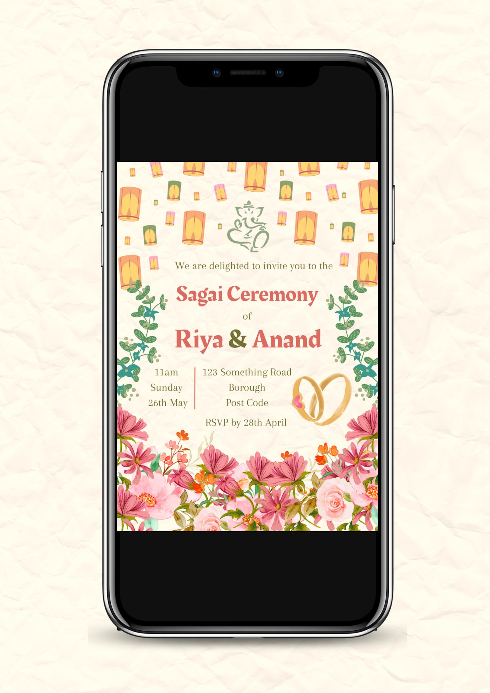 Animated Indian Wedding Engagement Invite Canva Editable GIF - Etsy
