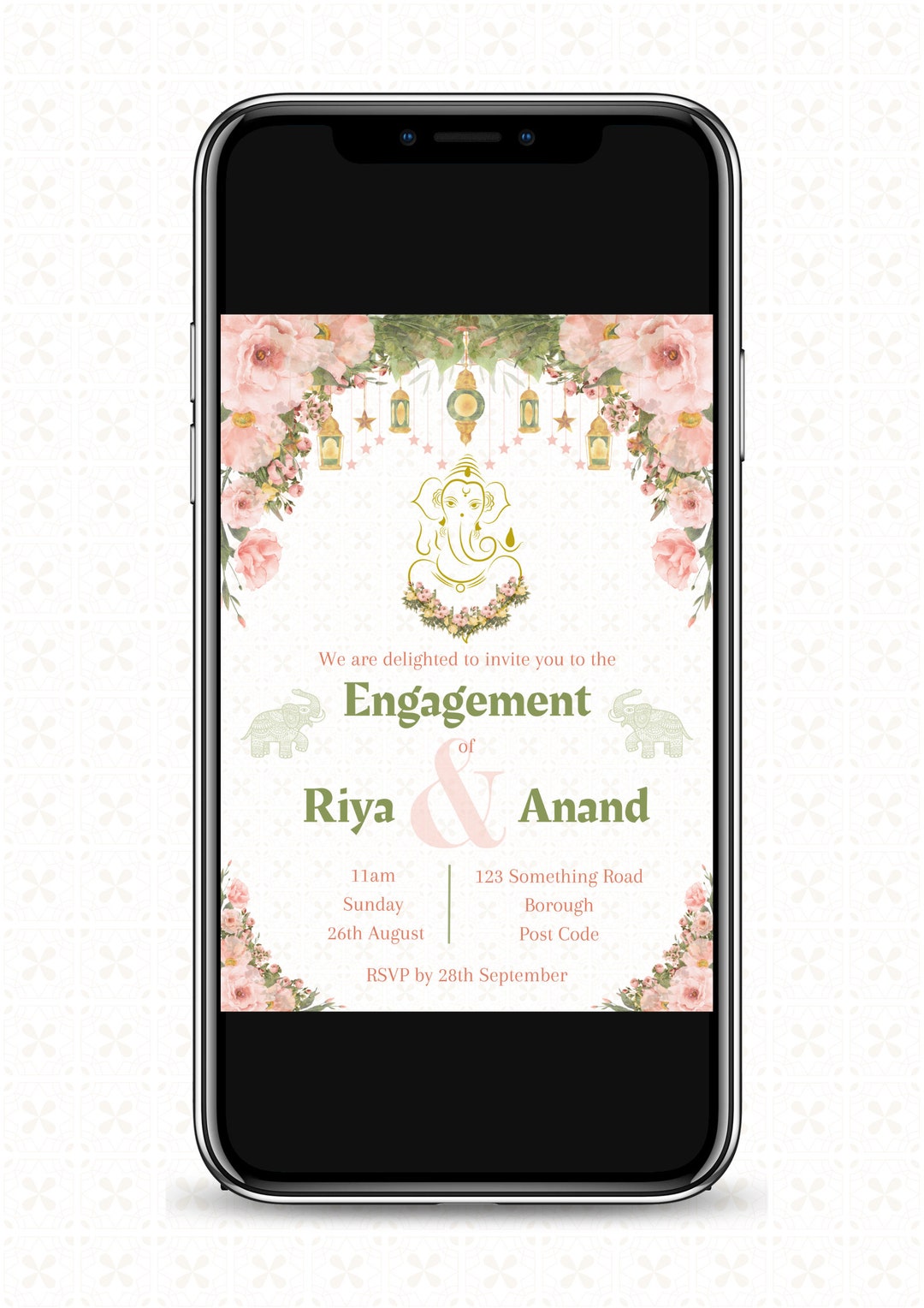 Animated Indian Wedding Engagement Invite Canva Editable GIF - Etsy