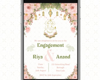 Animated Indian Wedding Engagement Invite Canva Editable GIF Jaipur - Etsy