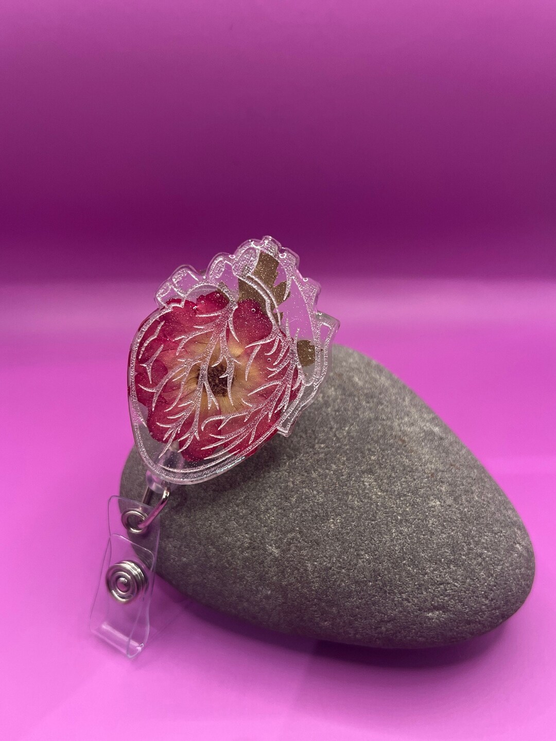 Epoxy Resin Badge Reel, Anatomical Heart, Heart Badge Reel, Pressed ...