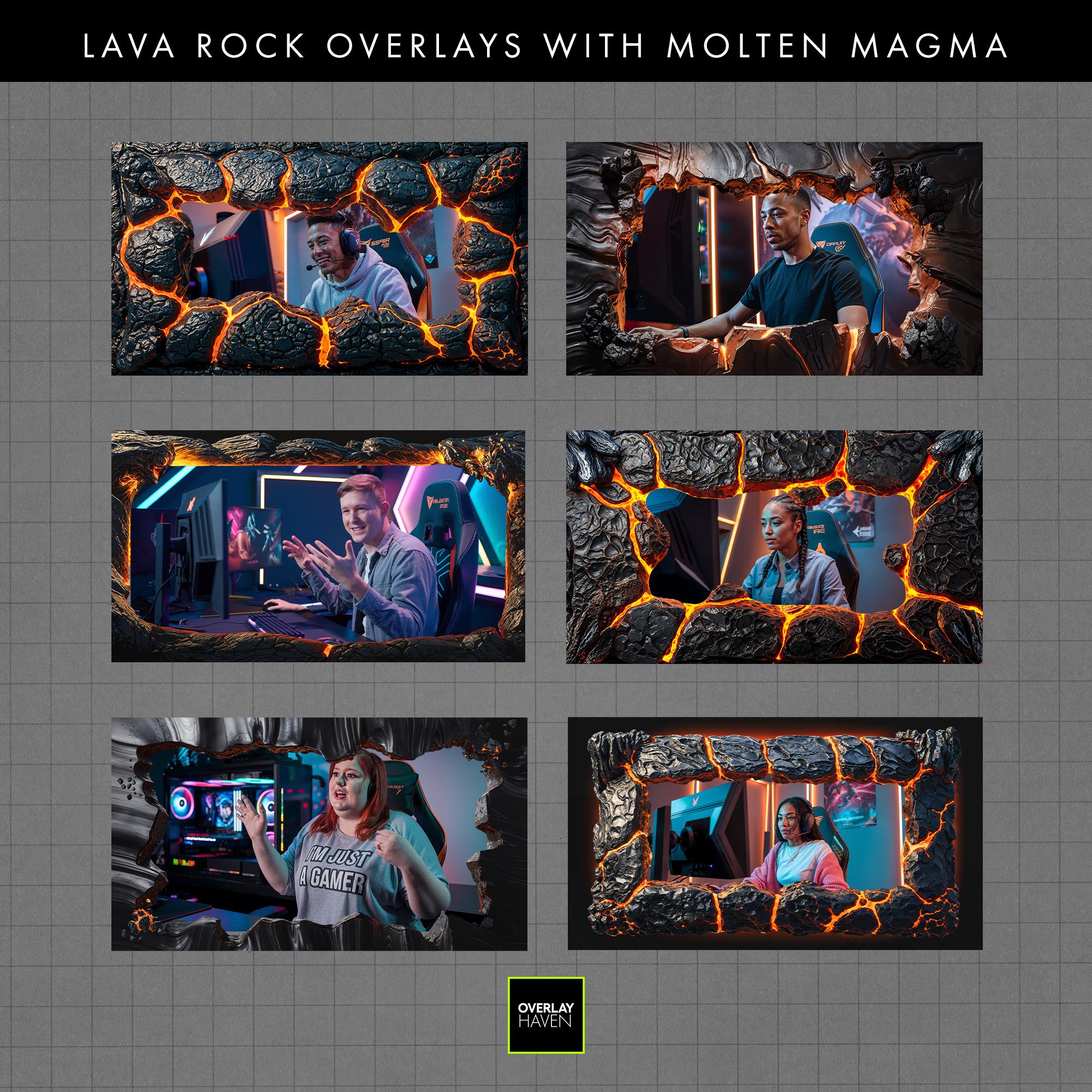 Lava Rock Webcam Overlays: Fiery Magma Frames (PNG) - Etsy