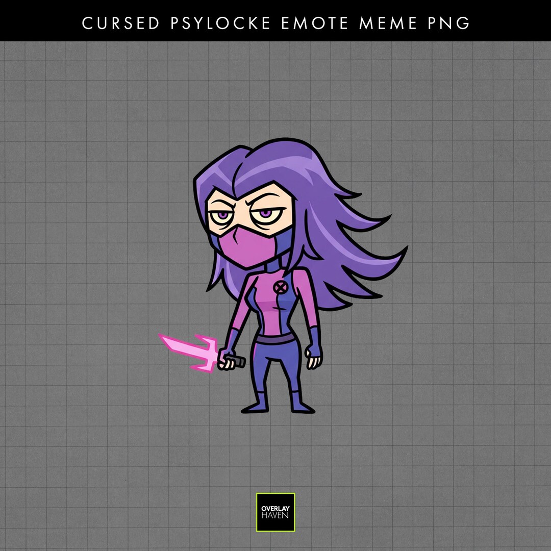 Purple Cursed Psylocke Emote: Derpy Mind Melt Fail Meme PNG - Etsy