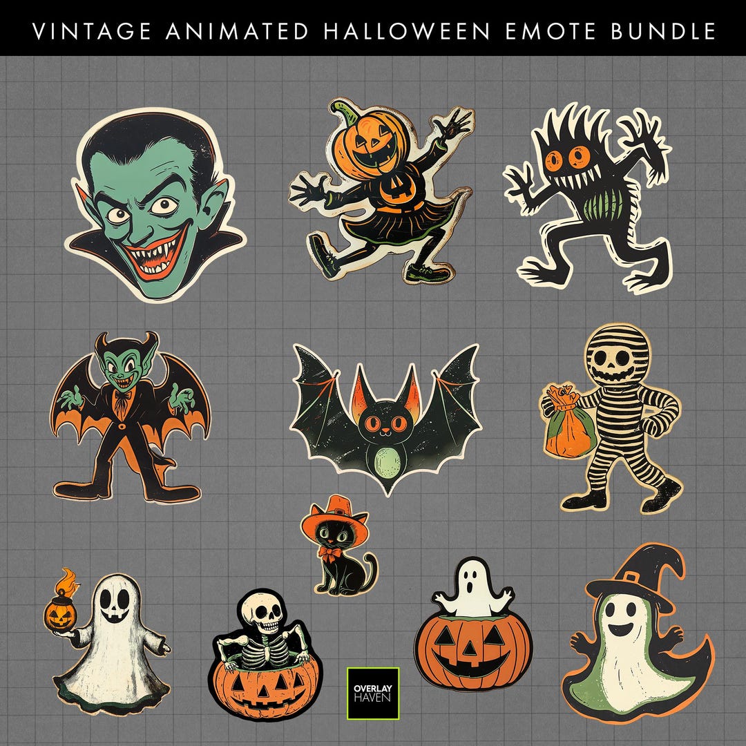 11 Vintage Animated Halloween Emote Bundle - Etsy