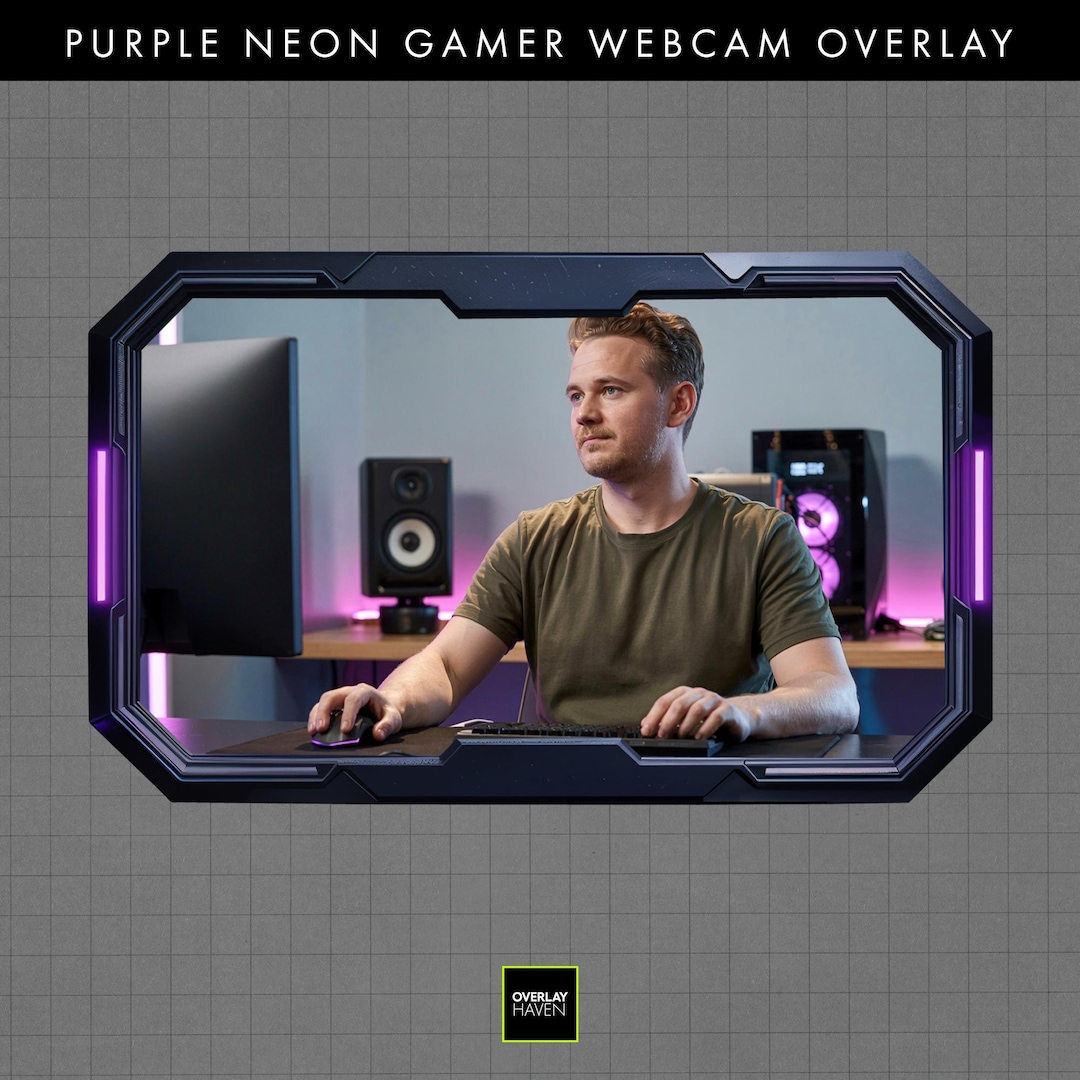 Animated Purple Neon Gamer Webcam Overlay: Futuristic Stream Border ...