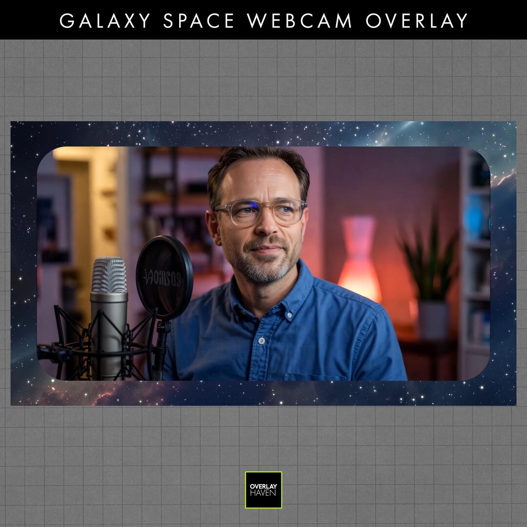 Galaxy Space Webcam Overlay, Minimalist Starry Stream Border, Cosmic ...
