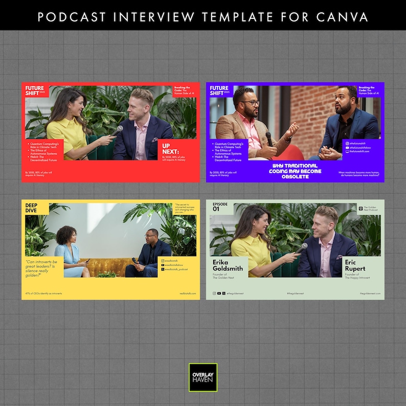 Podcast Interview Canva Templates: Social Media Graphics Kit (digital ...