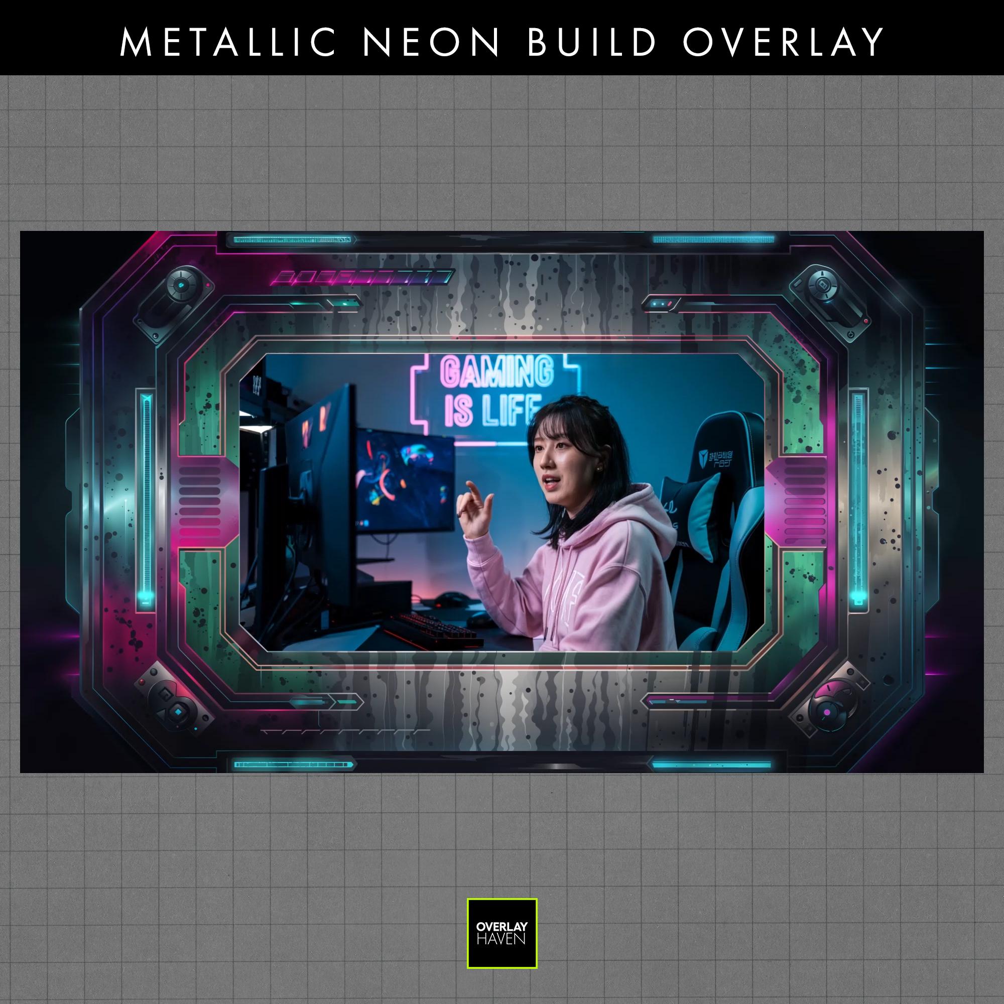 Animated Metallic Neon Build Overlay, Stream Graphics, Streaming ...