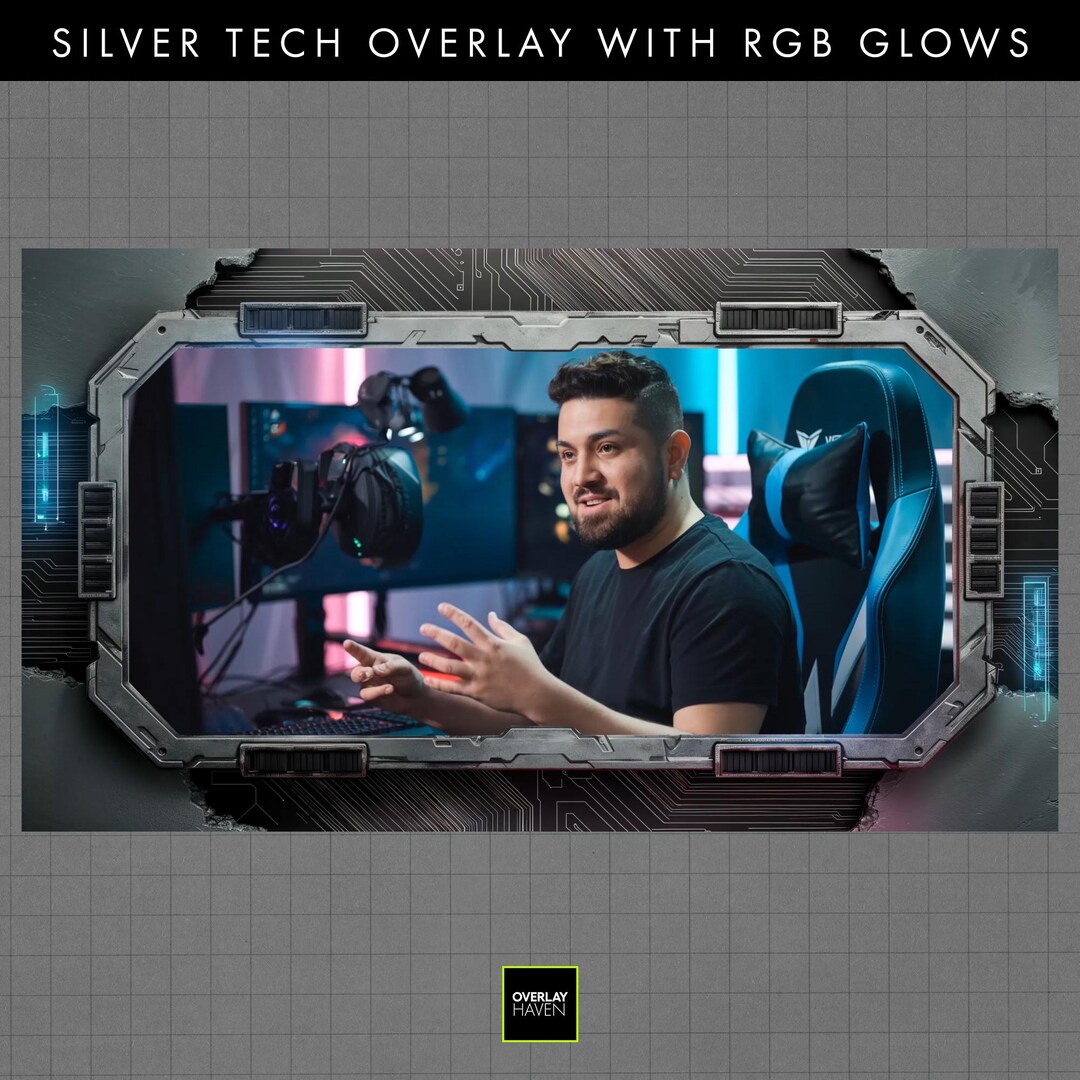 RGB Silver Tech Stream Overlay: Animated Facecam, Gamer Video Border - Etsy