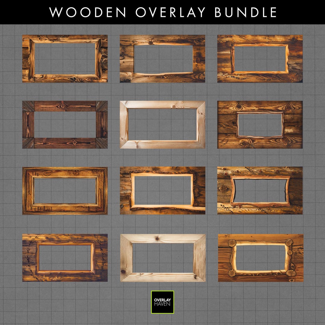 12 Wooden Webcam Frame Bundle, Natural Facecam Borders, Cozy Stream ...