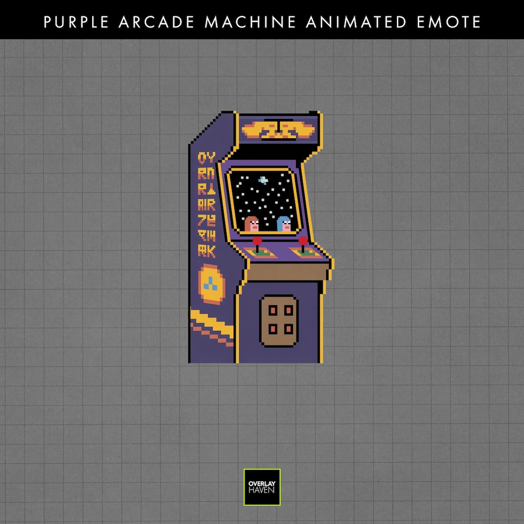 Purple Arcade Machine Animated Emote: Retro Pixel Gamer Overlay (GIF ...