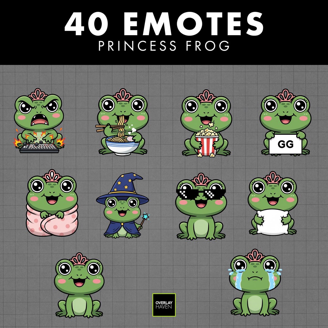 Princess Frog Emote Set Kawaii Streaming Reactions Pack (GIF & PNG ...