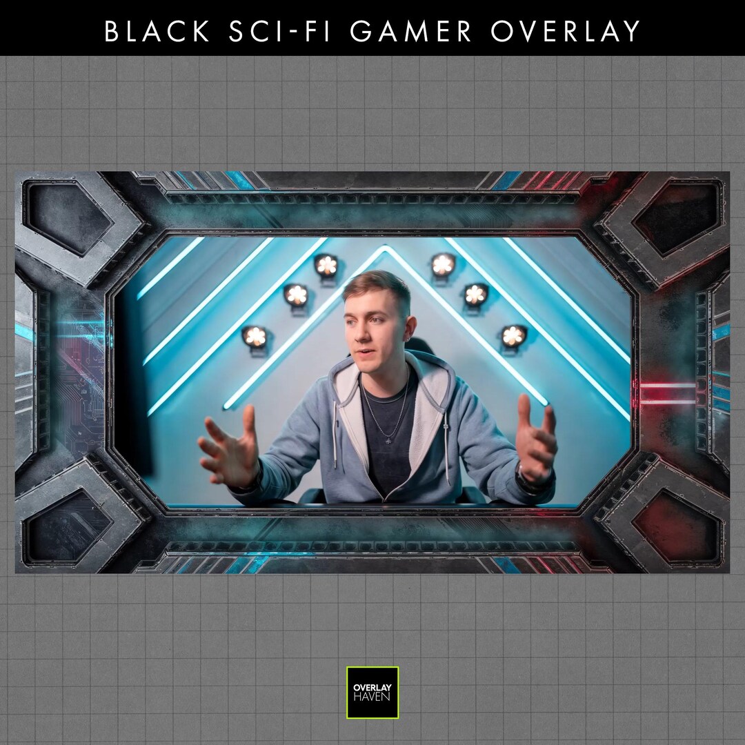 Black Sci-fi Gamer Overlay: Red & Blue Neon Stream Layout - Etsy