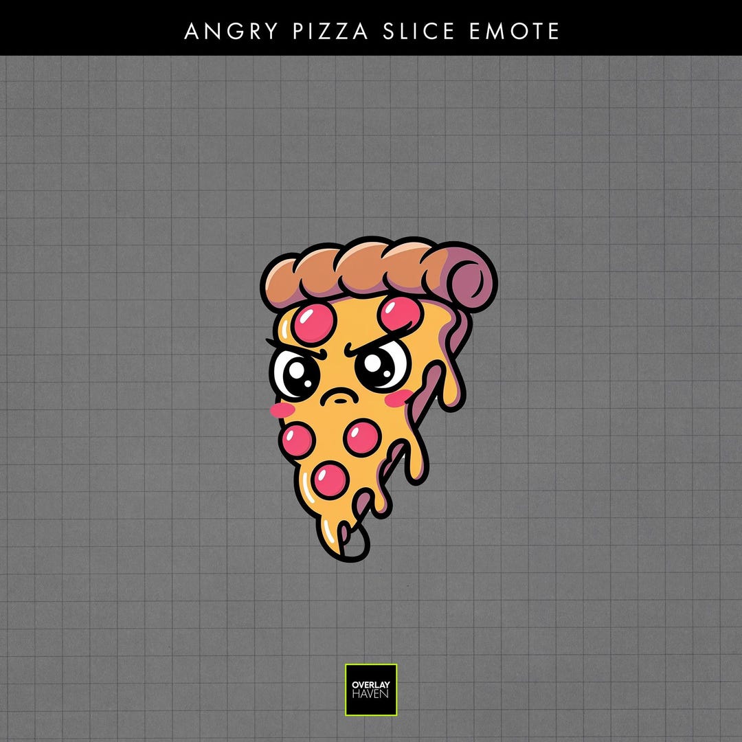 Angry Pizza Slice Emote: Animated Kawaii Food Rage (digital Download ...