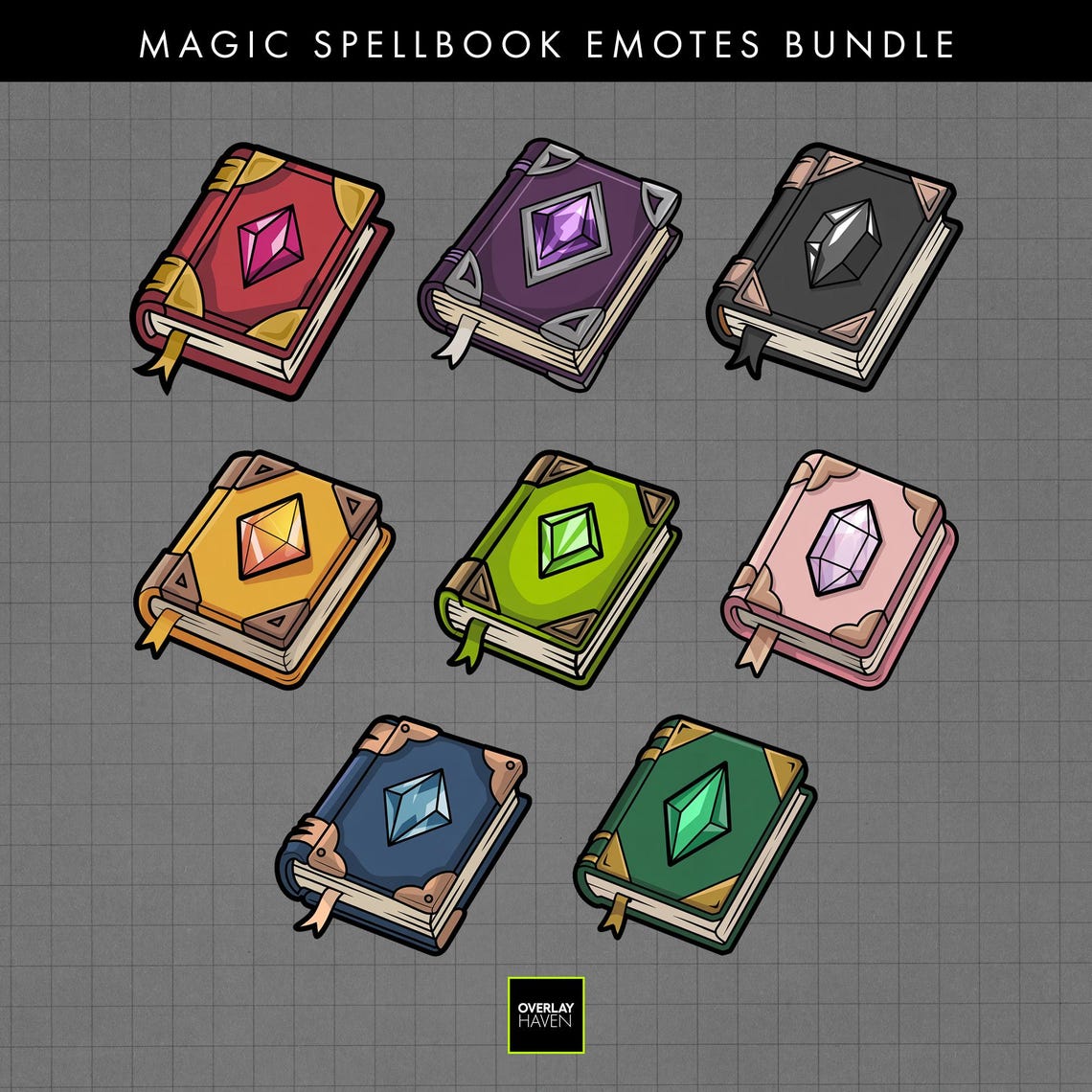Magic Spellbook Emotes Bundle: RPG Tome Icons for Twitch (PNG Digital ...