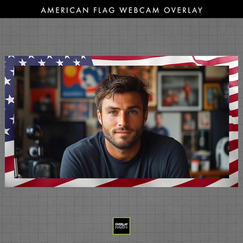 American Flag Webcam Overlay: Patriotic Stream Frame (MOV File) - Etsy