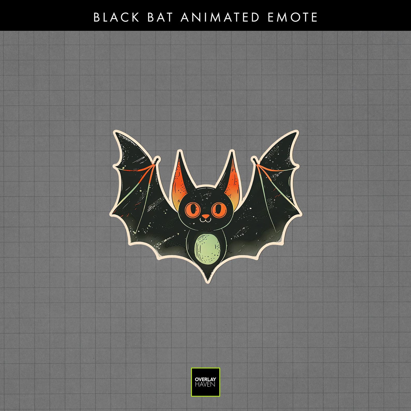 Black Bat Animated Emote: Halloween Stream Asset (GIF & PNG Digital ...