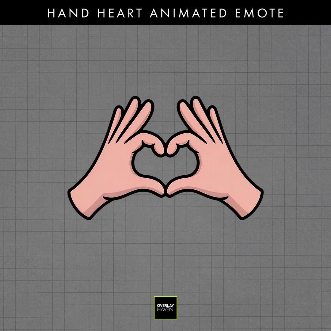Hand Heart Animated Emote | Cute Love Gesture PNG for Streamers, Kawaii ...