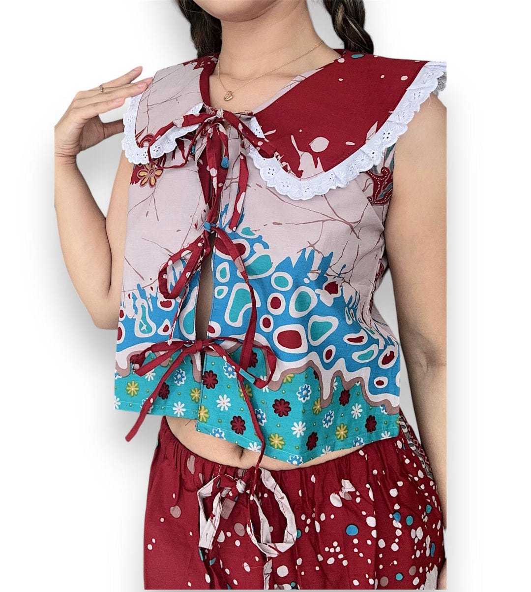 The Scarlet Wave Batik Set - Handmade Elegance With a Modern Twist - Etsy