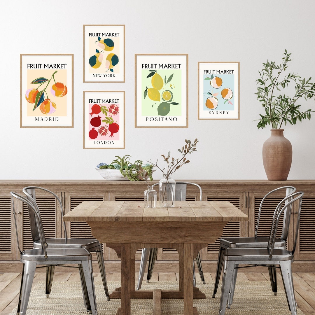 Fruit Market Poster Set Abstract Fine Art Giclee Prints Pomegranate ...