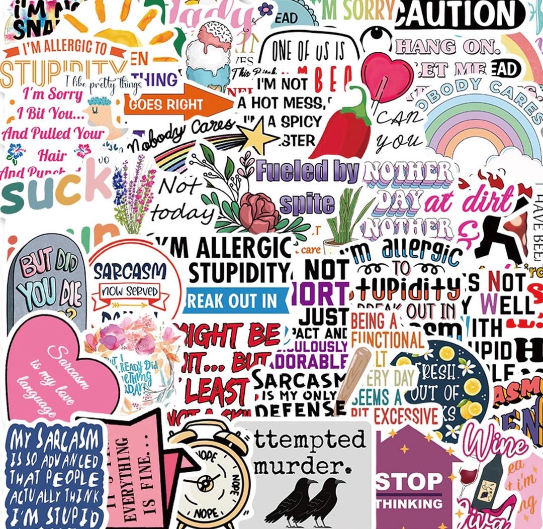 Sarcastic Humor Stickers Bundle Waterproof Vinyl Sticker Pack for ...