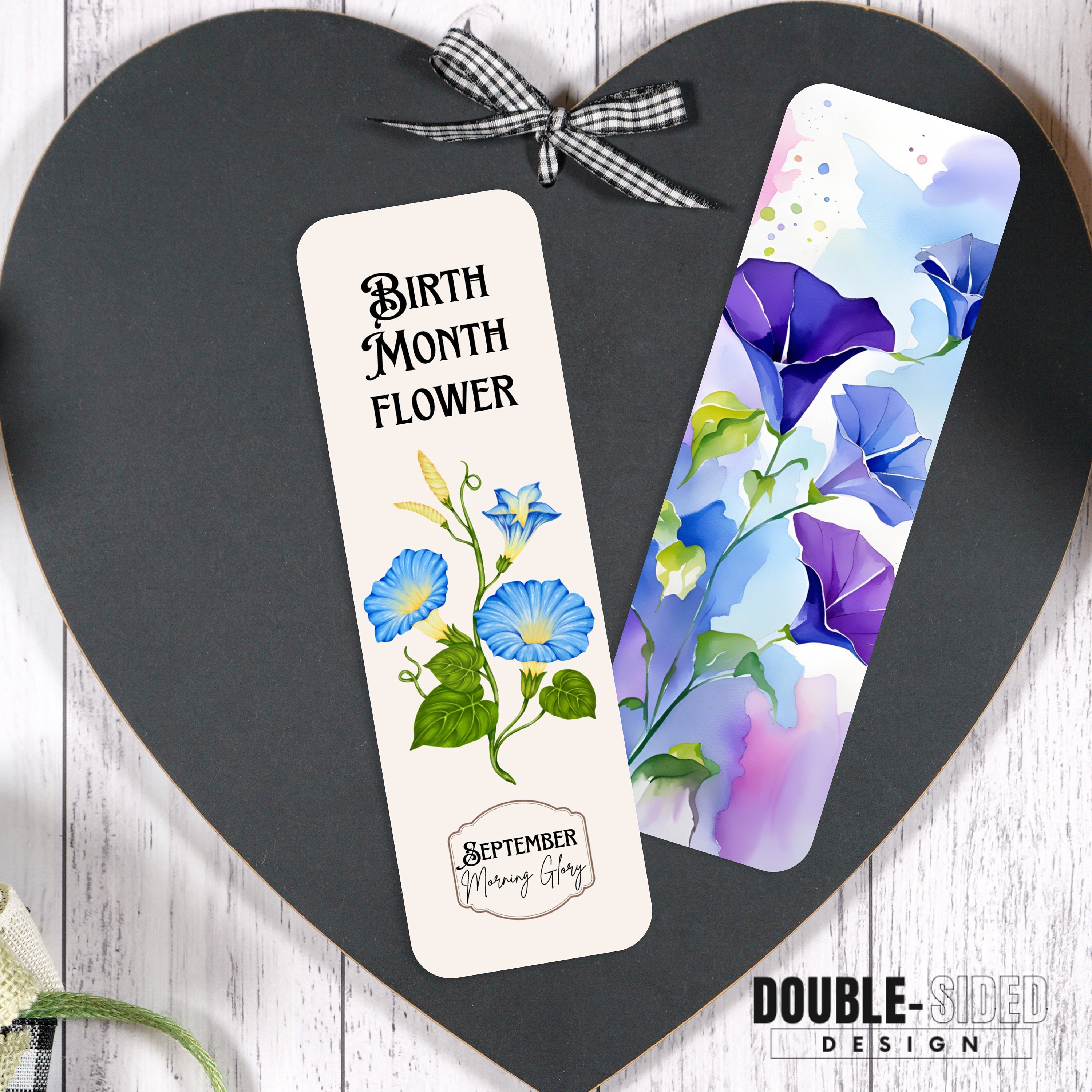 September Birth Flower Design Bookmark Watercolor Morning Glory ...