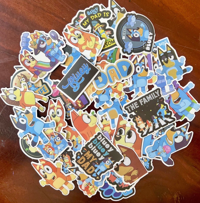 Bluey Inspired Stickers Pack Bingo, Bandit, Chili Decals Bluey Birthday ...