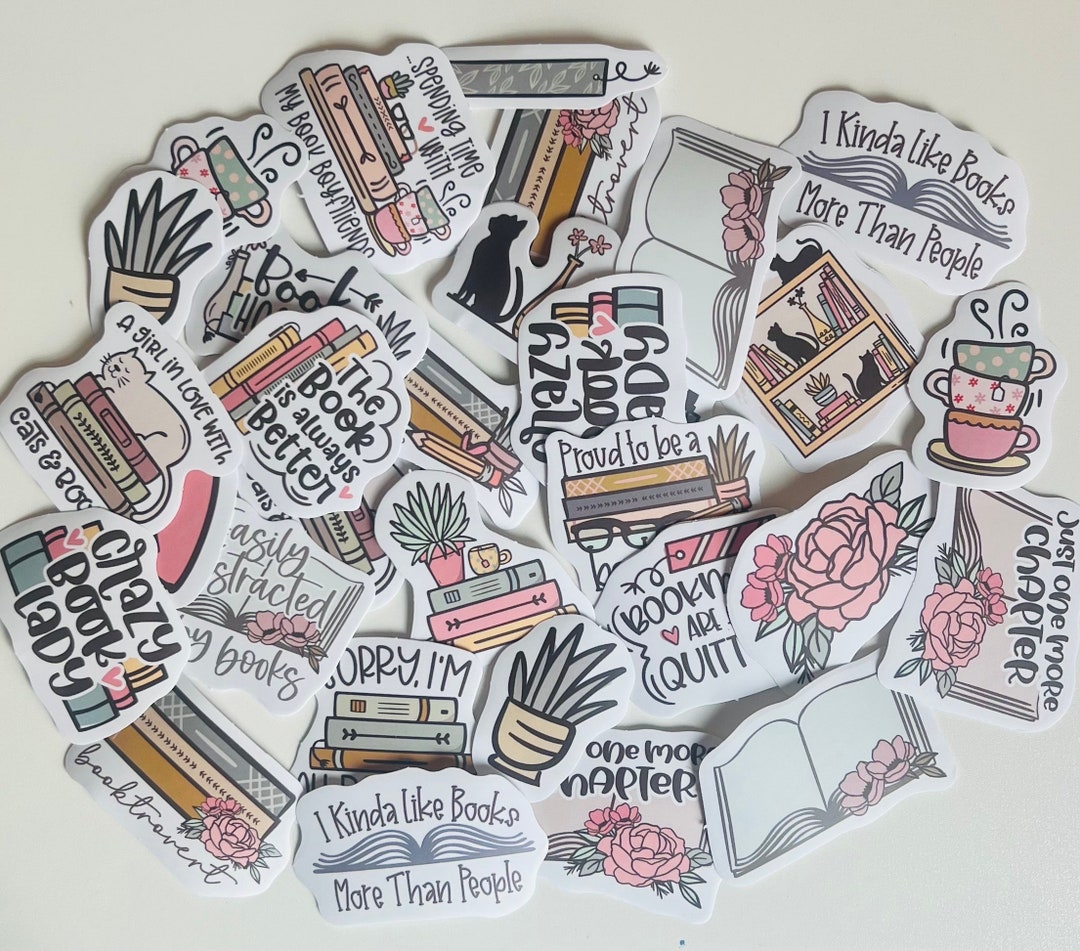 Pastel Reading Sticker Pack of 20 Kindle Book & Cat Lover Stickers ...