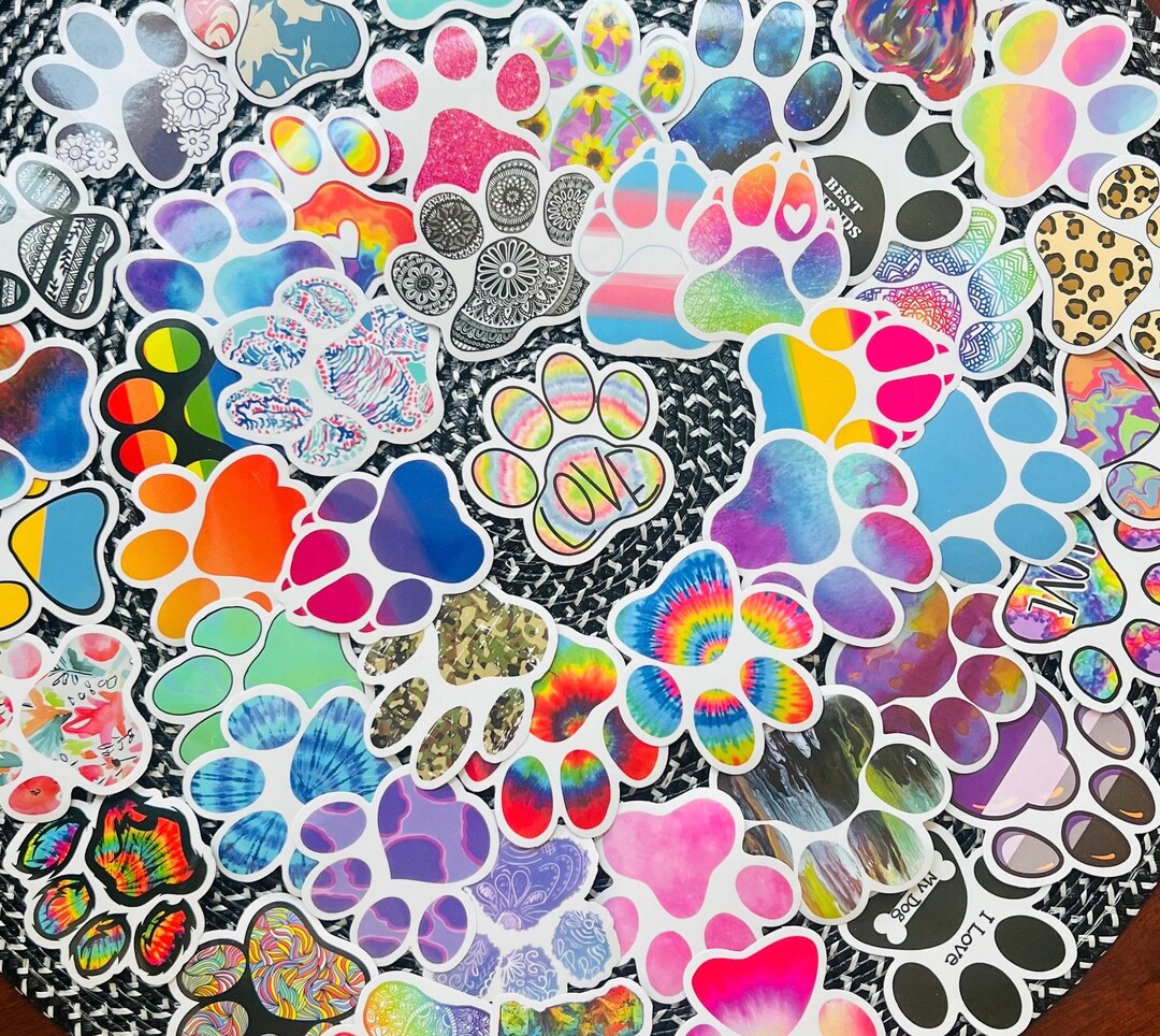 Vinyl Dog Paw Stickers Waterproof Decals for Water Bottle, Laptop ...