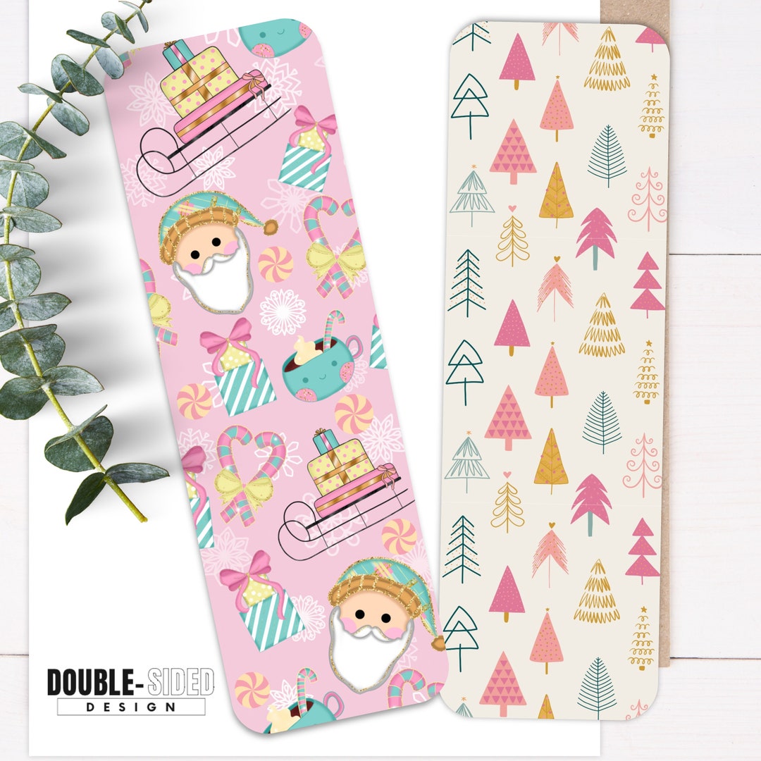 Pastel Pink Christmas Bookmark Laminated With Tassel or - Etsy
