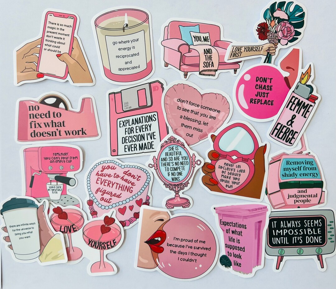 Powerful Pro-women Vinyl Stickers Young Women Confidence Pink Girly ...
