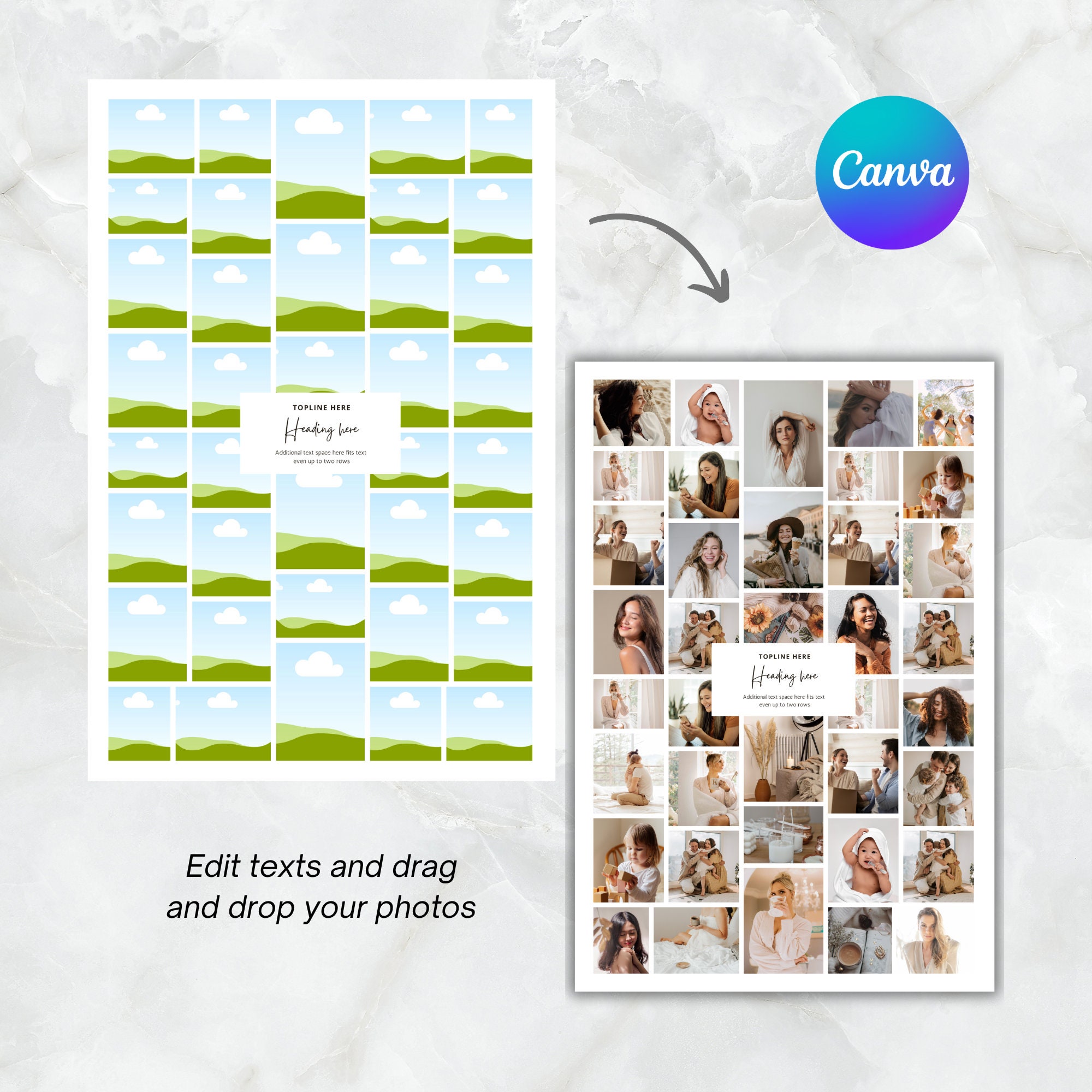 Printable Photo Collage Template Bundle Printable Poster Size - Etsy