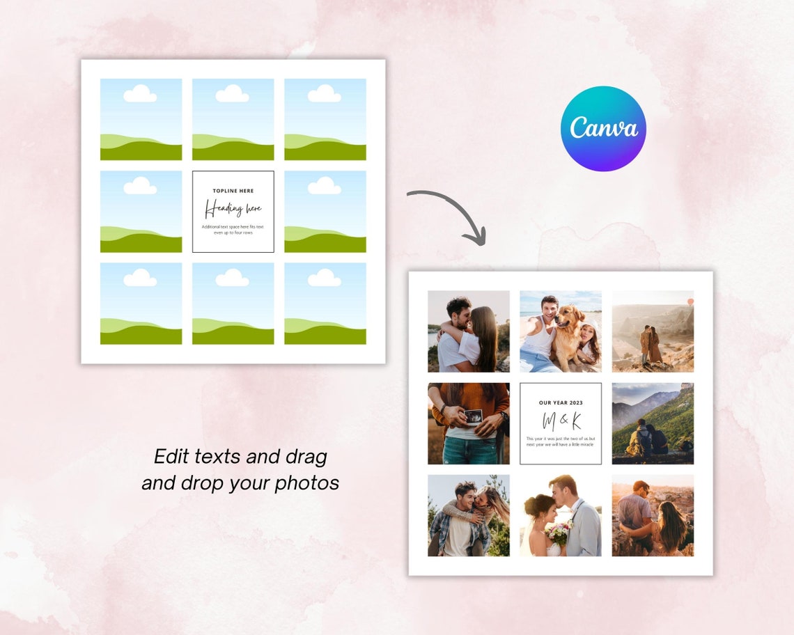 Printable 8x8 Photo Collage Photo Collage Template for 8 - Etsy