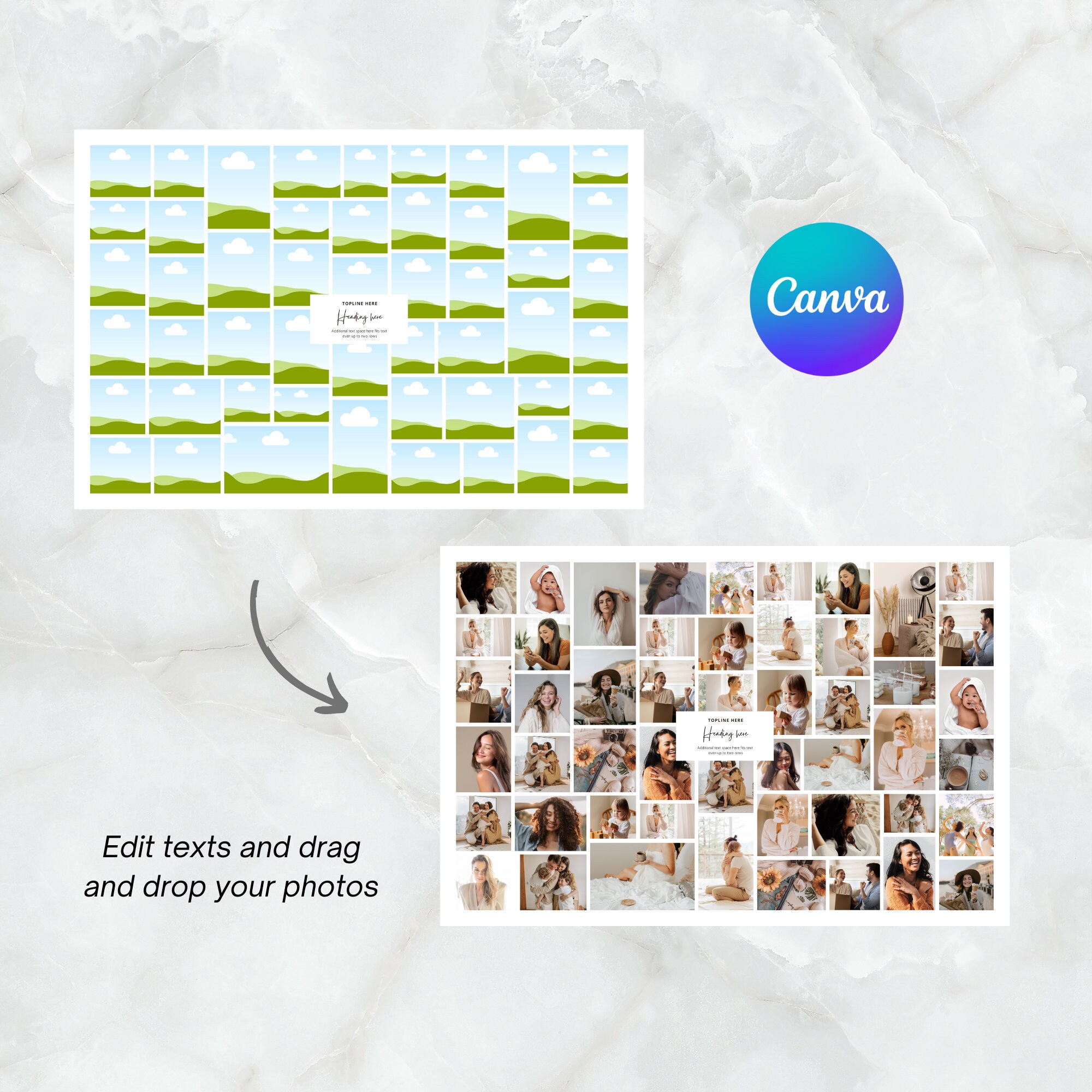 Printable Photo Collage Template Bundle Printable Poster Size - Etsy