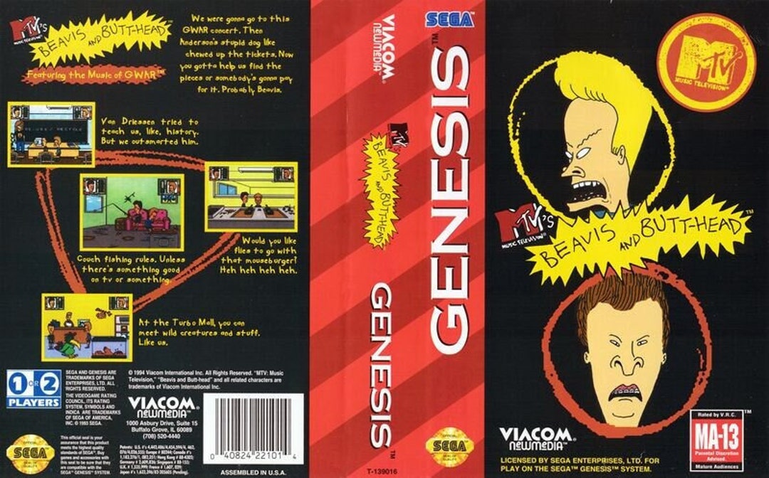 Beavis and Butt-head - USA Version - SEGA Mega Drive GENESIS - Etsy