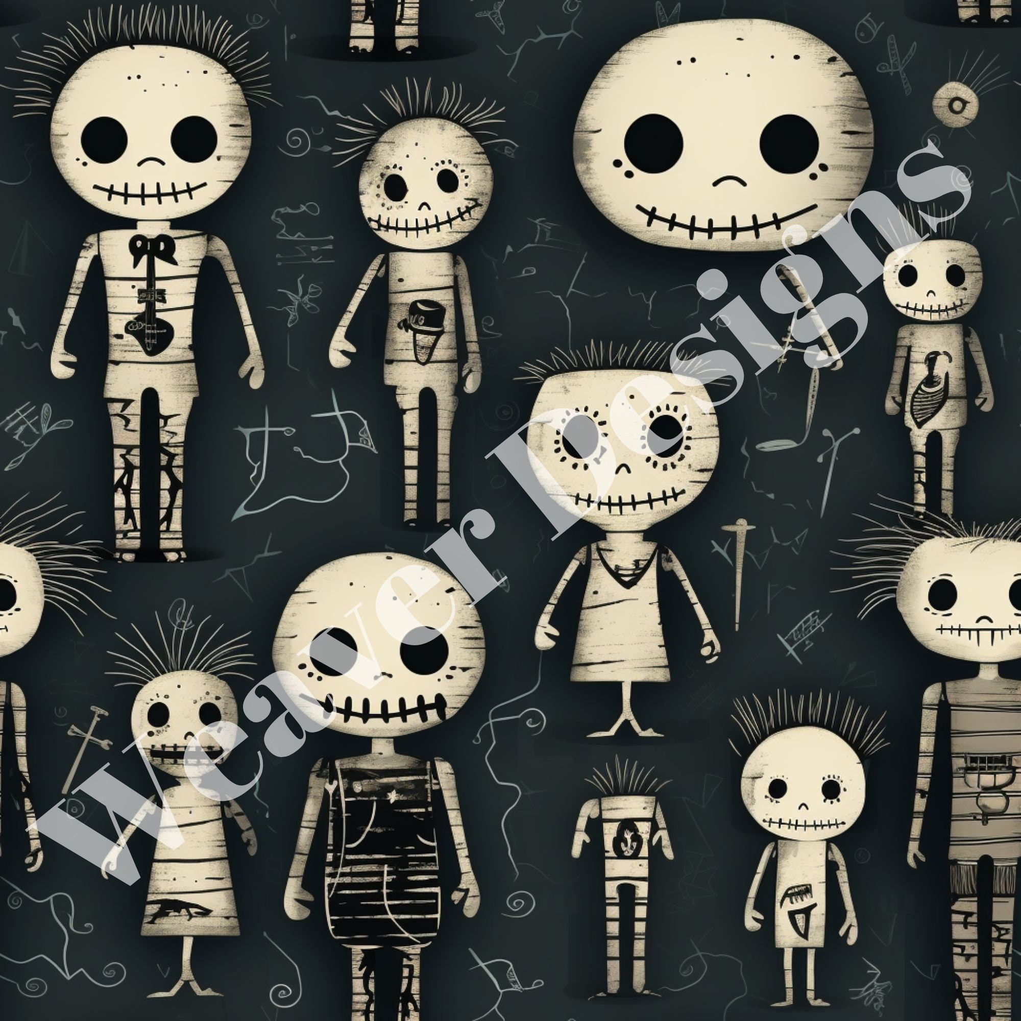 Voodoo Dolls, Digital Paper, Scrapbook Paper, Sublimation, Seamless ...