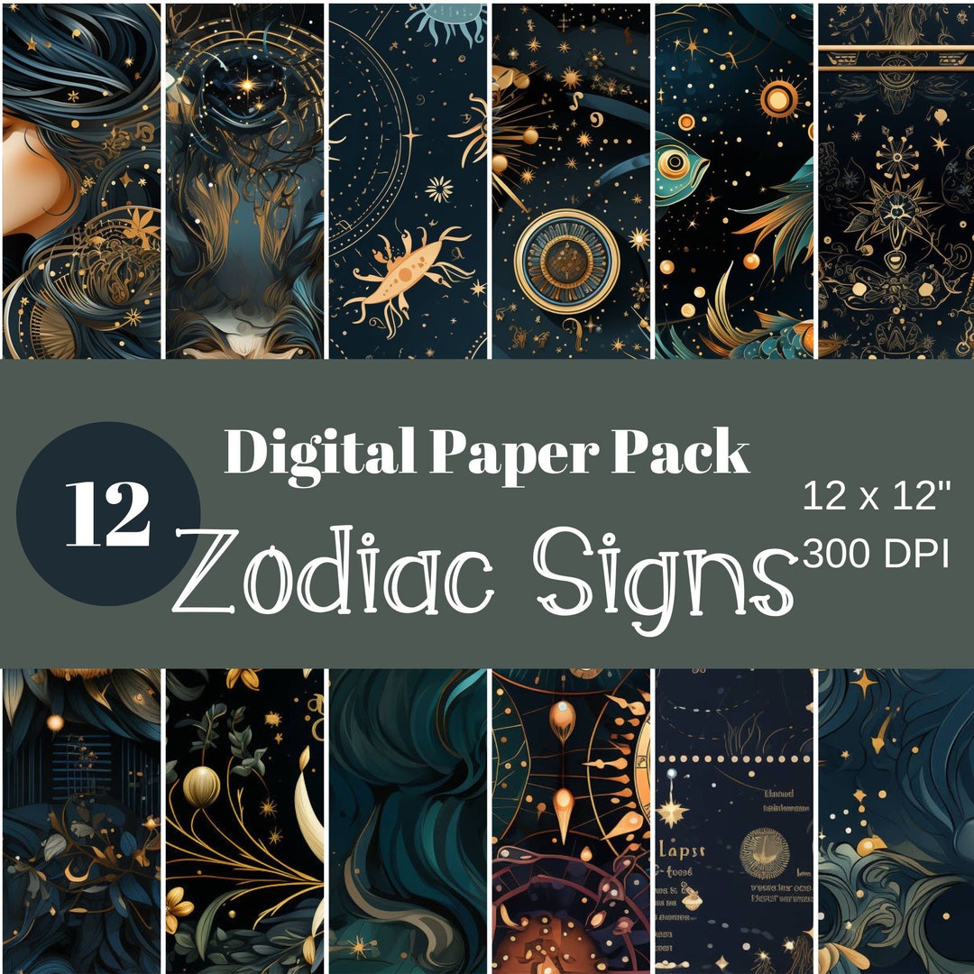 Zodiac Signs, Digital Paper, Scrapbook Paper, Sublimation, Seamless ...